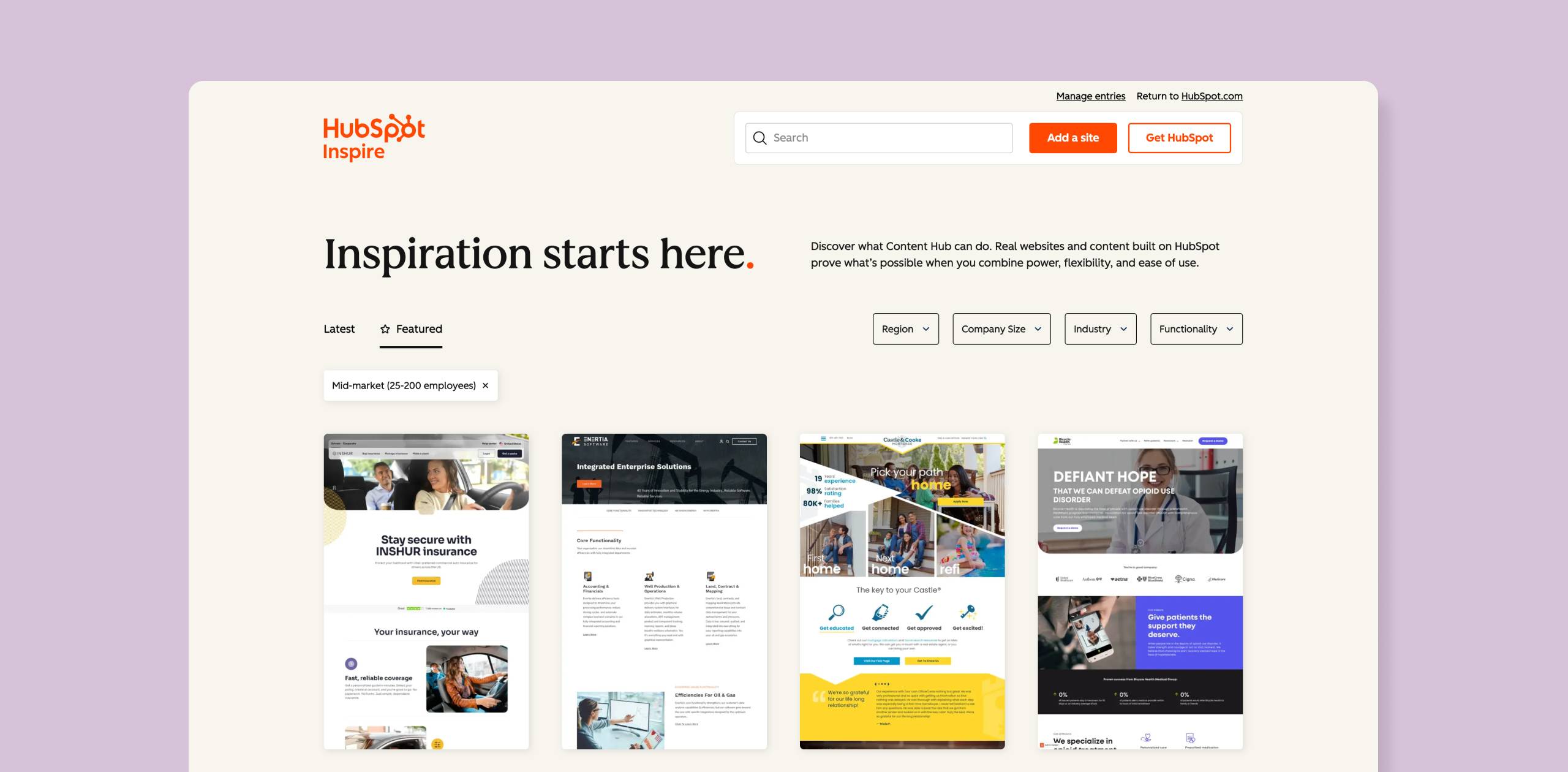 HubSpot Inspire Gallery Website | Blend